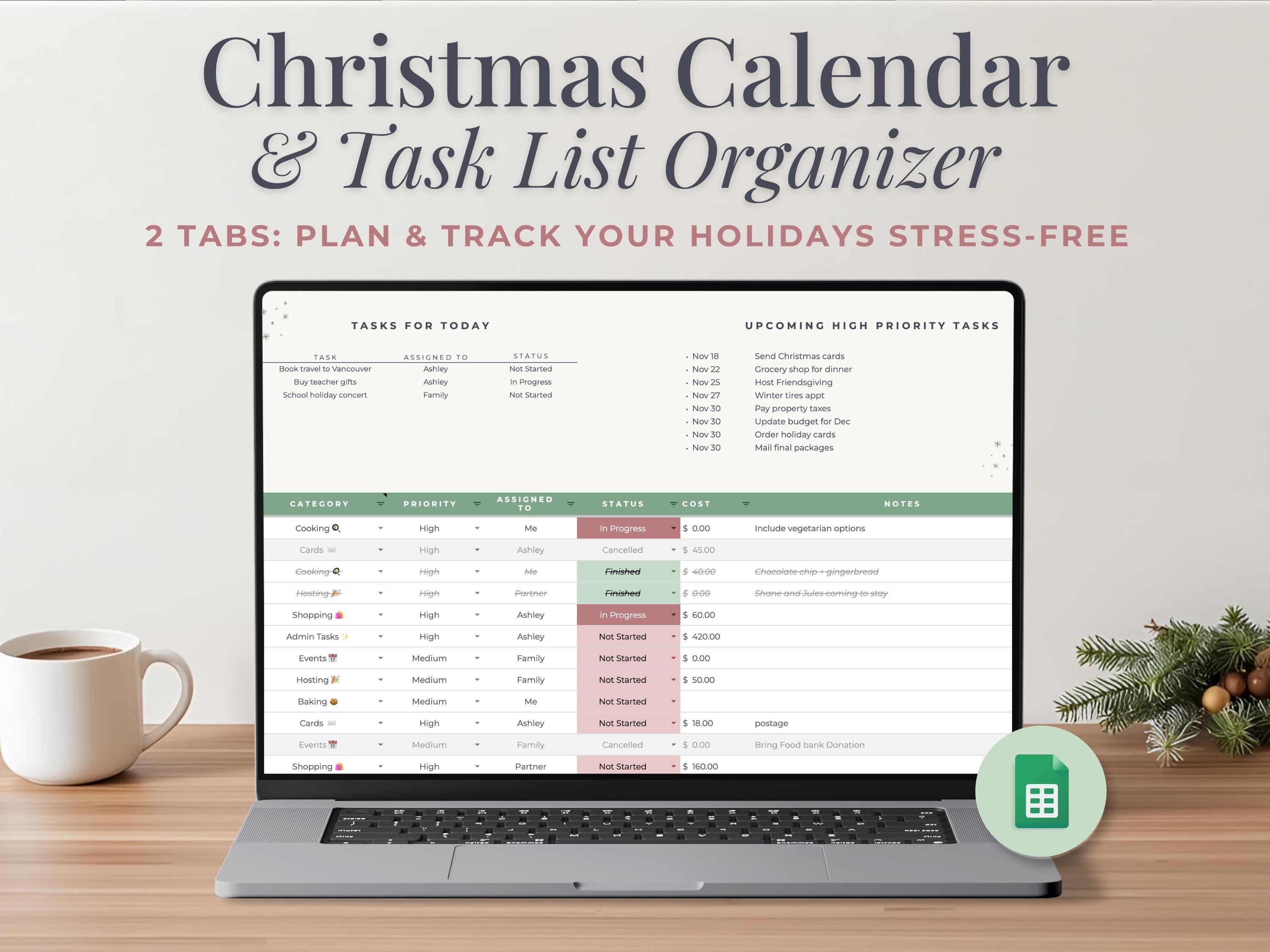 Christmas Calendar & Task List for Google Sheets – confidentcoin