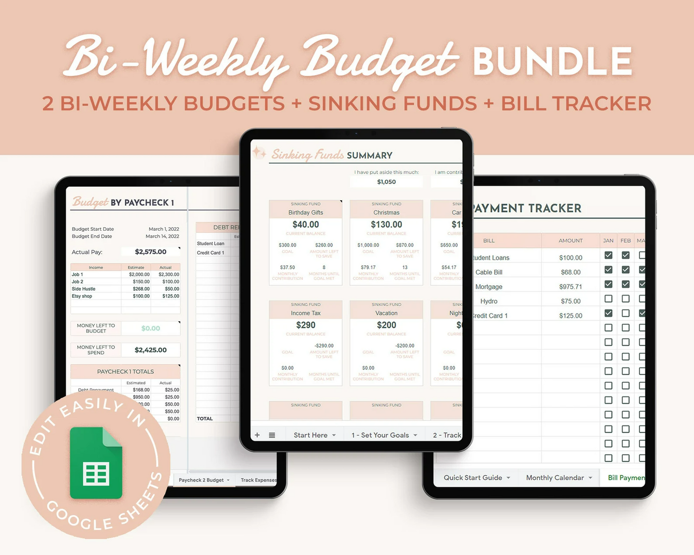 Bi-Weekly Budget by Paycheck Bundle – confidentcoin